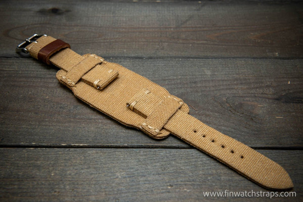 Military Bund Style Watch Strap: Vintage Canvas, handmade in Finland,