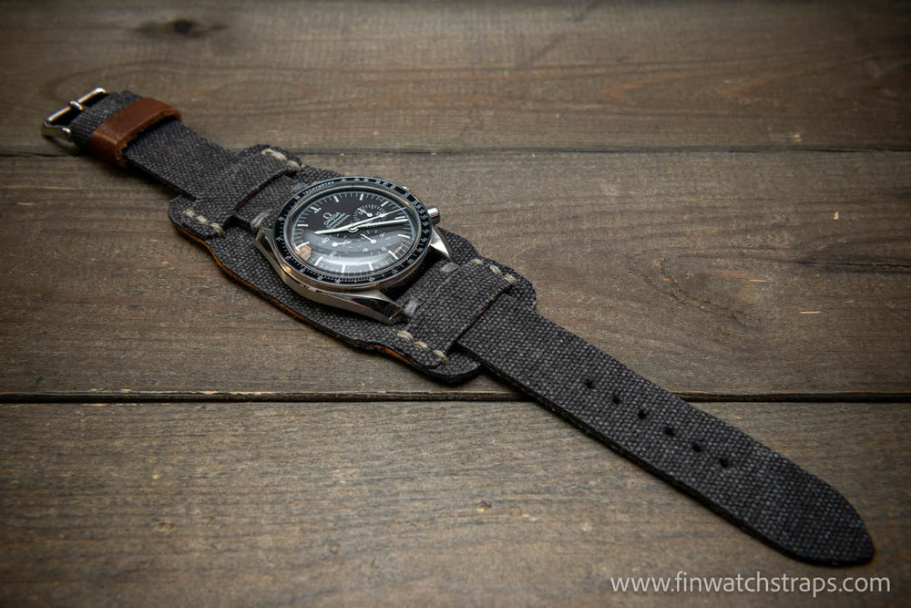 Military Bund Style Watch Strap: Vintage Canvas, handmade in Finland,