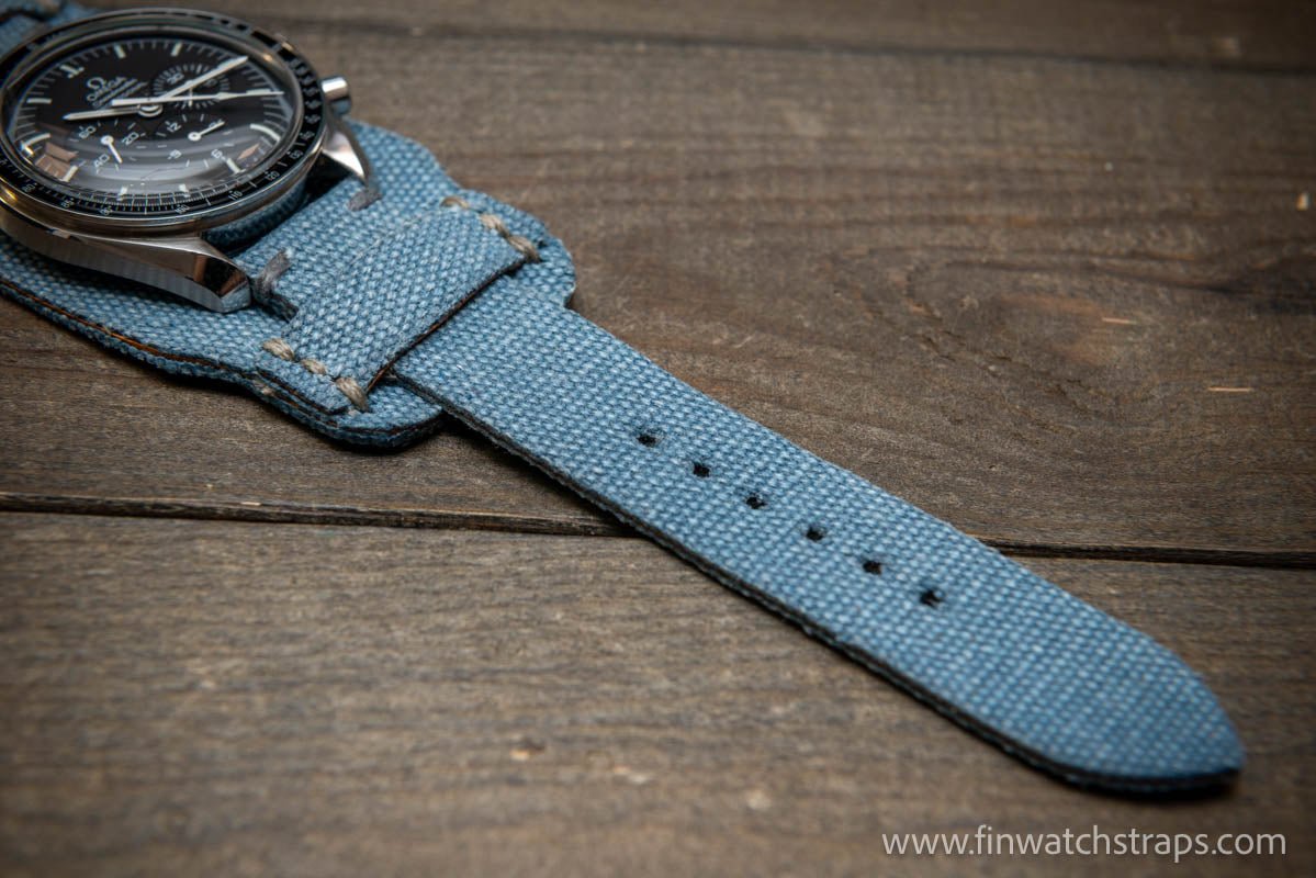 Military Bund Style Watch Strap: Vintage Canvas, handmade in Finland,