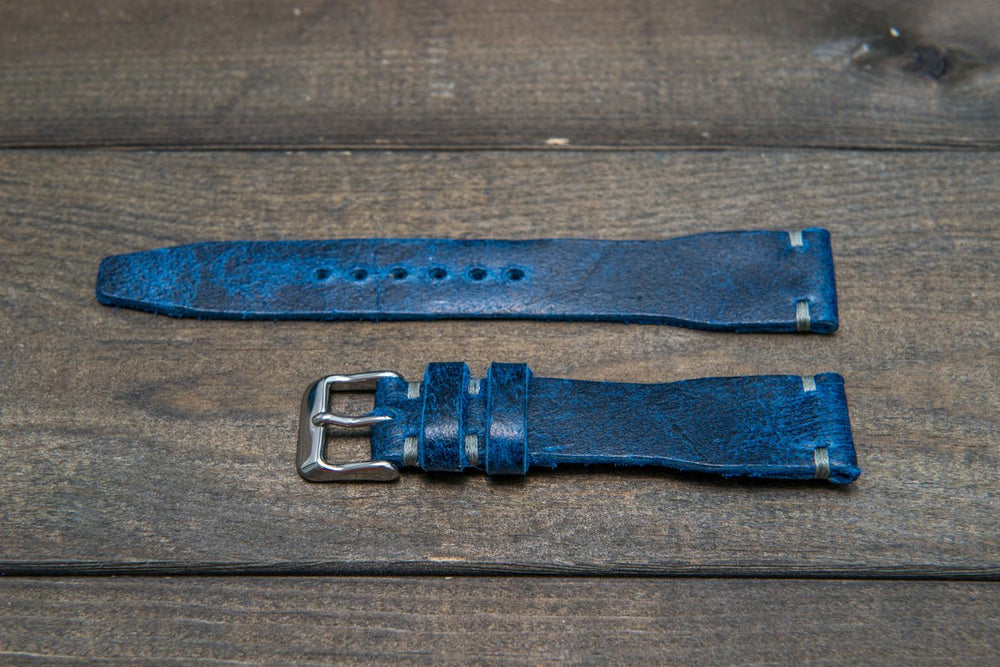 Pilot Leather Watch Strap, Aviator model, Military style tapered model