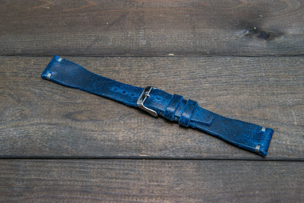 Pilot Leather Watch Strap, Aviator model, Military style tapered model