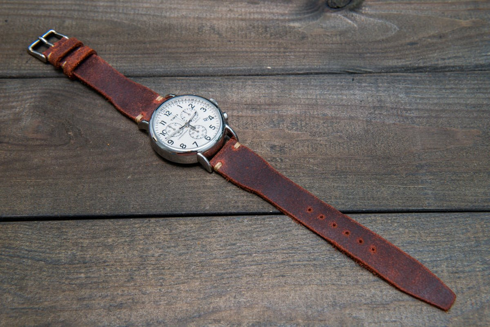 Pilot Leather Watch Strap, Aviator model, Military style tapered model ...