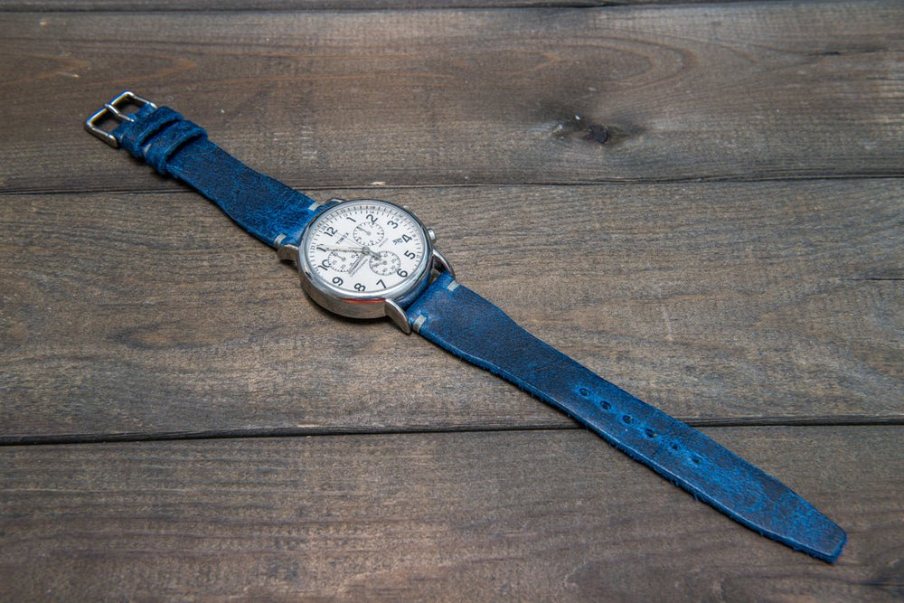 Pilot Leather Watch Strap, Aviator model, Military style tapered model