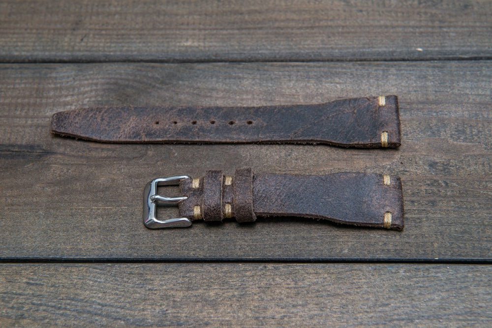 Pilot Leather Watch Strap, Aviator model, Military style tapered model ...
