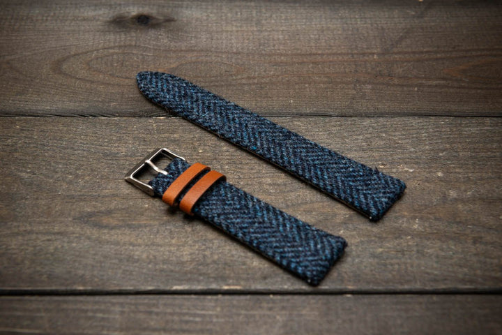 Tweed watch strap, Watch band made of HARRIS TWEED®,"Loch Blue"