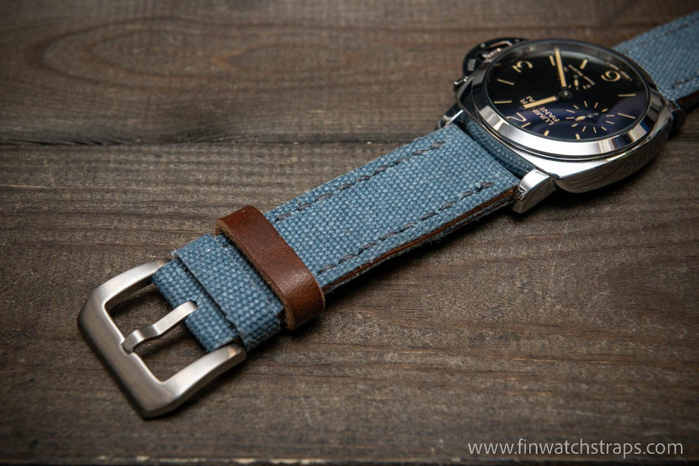 Vintage washed canvas watch strap, handmade to order, full customisati