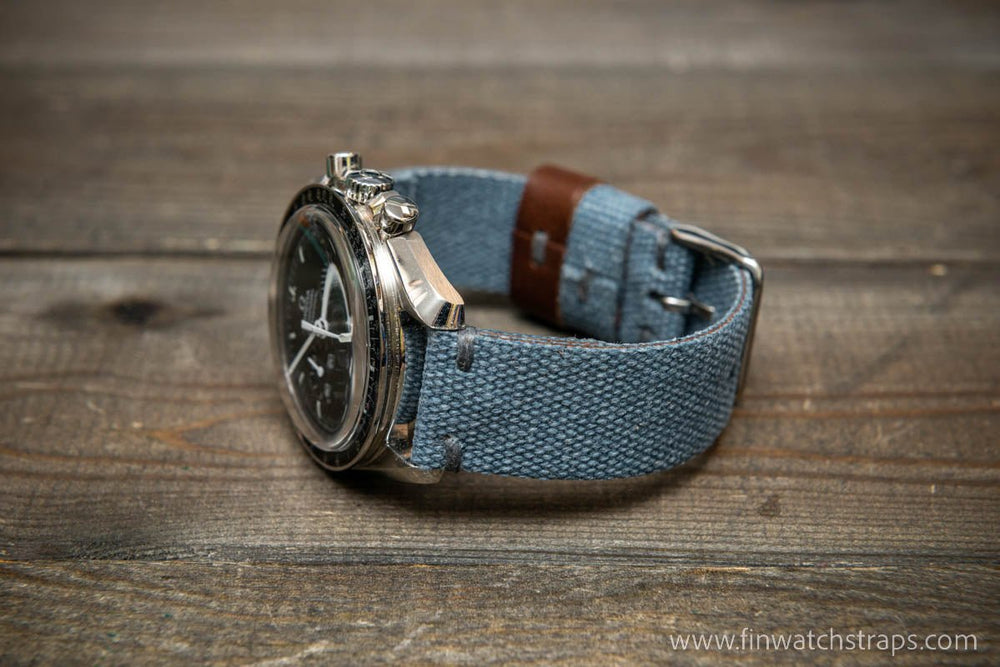 Vintage washed canvas watch strap, handmade to order, full customisati