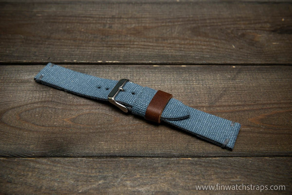 Vintage washed canvas watch strap, handmade to order, full customisati