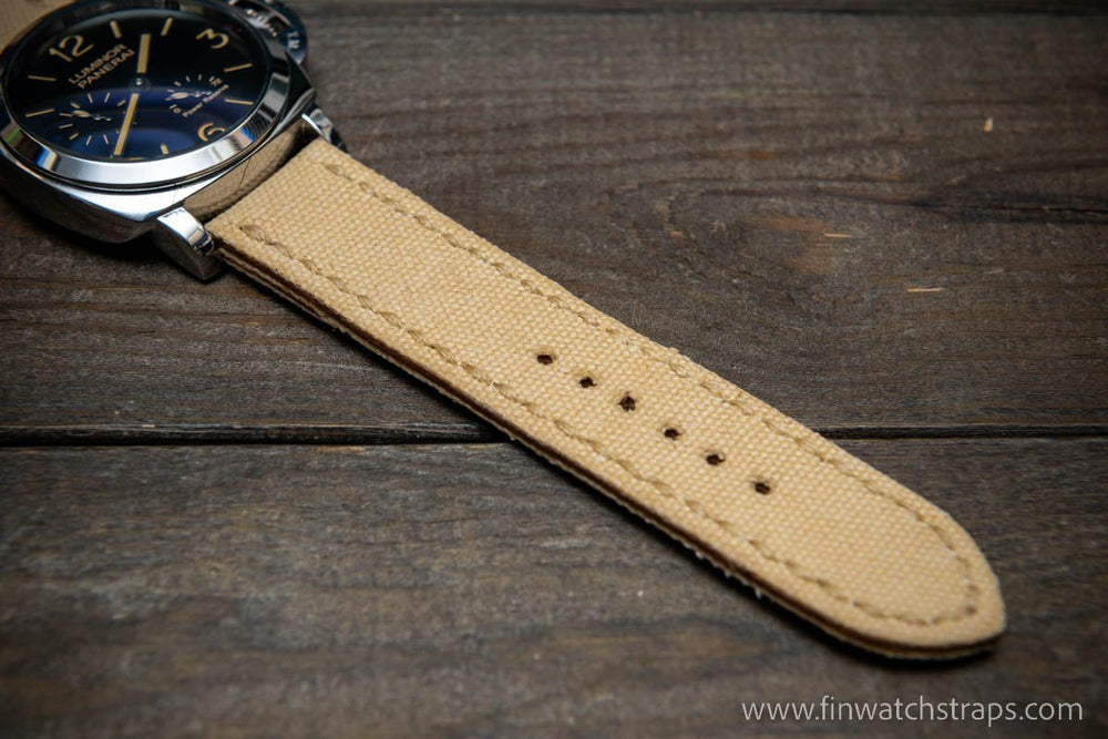 Vintage washed canvas watch strap, handmade to order, full customisati