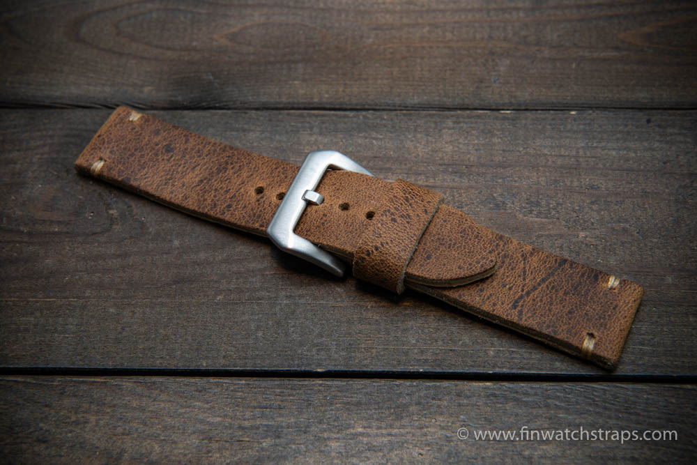 Wild African kudu leather watch strap. Handmade in Finland.