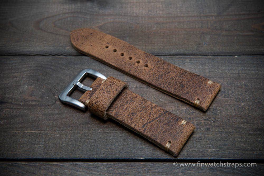 Wild African kudu leather watch strap. Handmade in Finland.